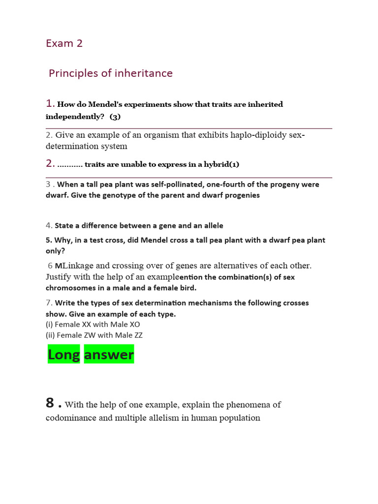 Inheritance Principles and Mendel's Experiments | PDF