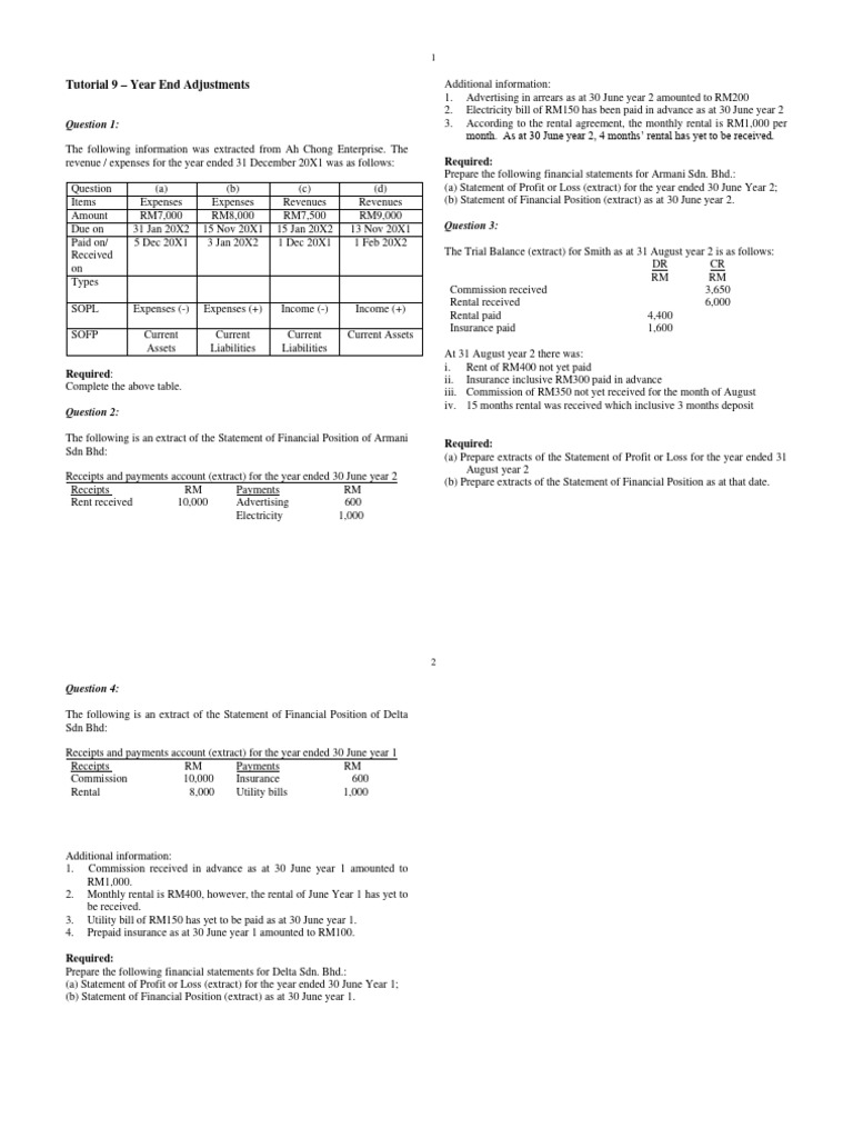 TQ9 - Year End Adjustments - UPDATE | PDF | Expense | Revenue