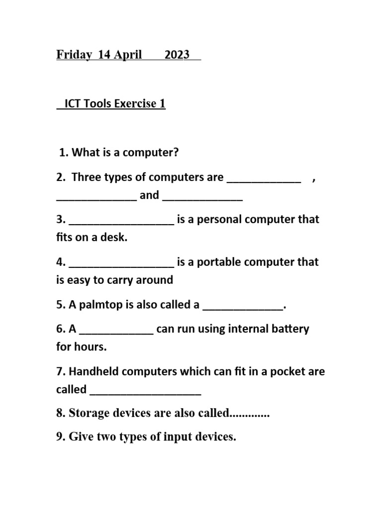 Grade 4 ICT Revision Exercise 2023.doc..bak | PDF