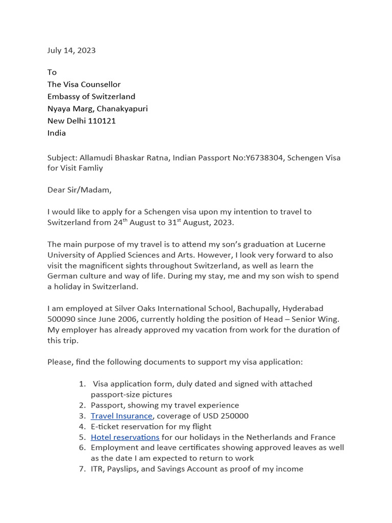 Visa Covering Letter Template | PDF | Travel Visa | Human Migration