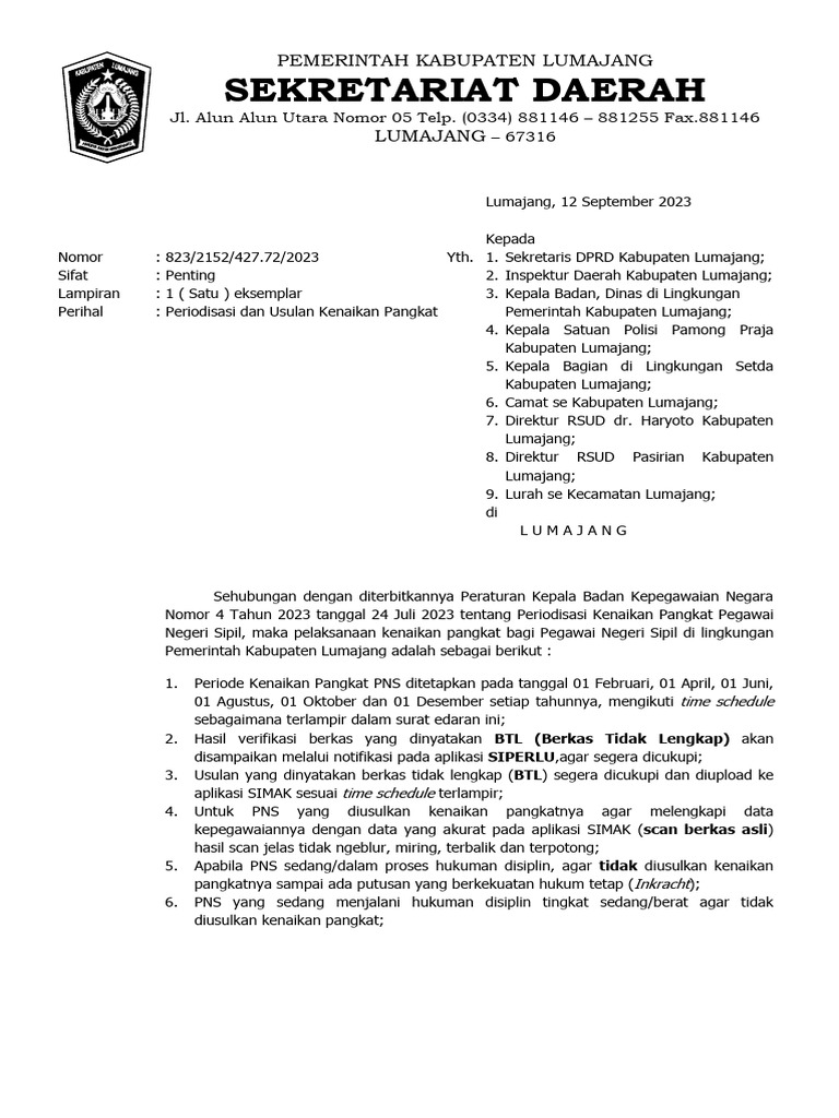 Surat Edaran Sekda KP 2024 | PDF