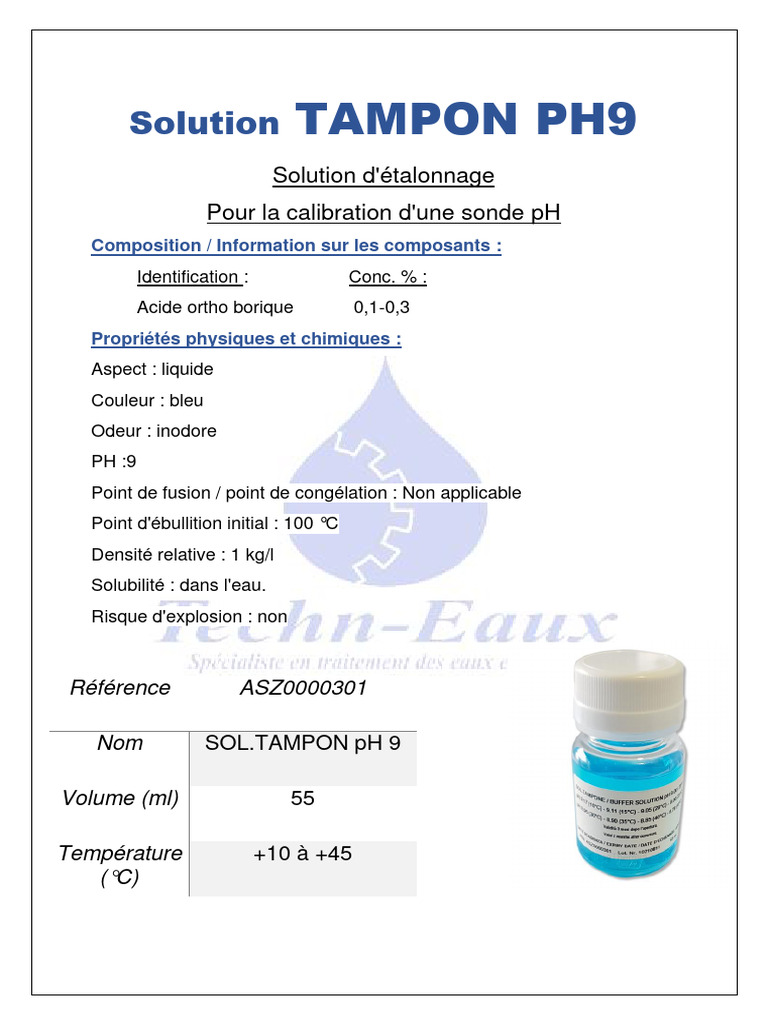 Solution Tampon PH 9 | PDF | Sciences et mathématiques