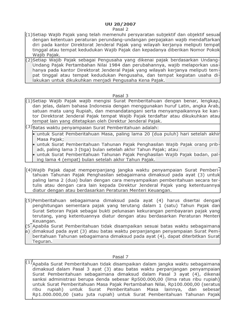 Warisan Peraturan Pajak di UU 28/2007 | PDF | Pengelolaan Keuangan & Uang