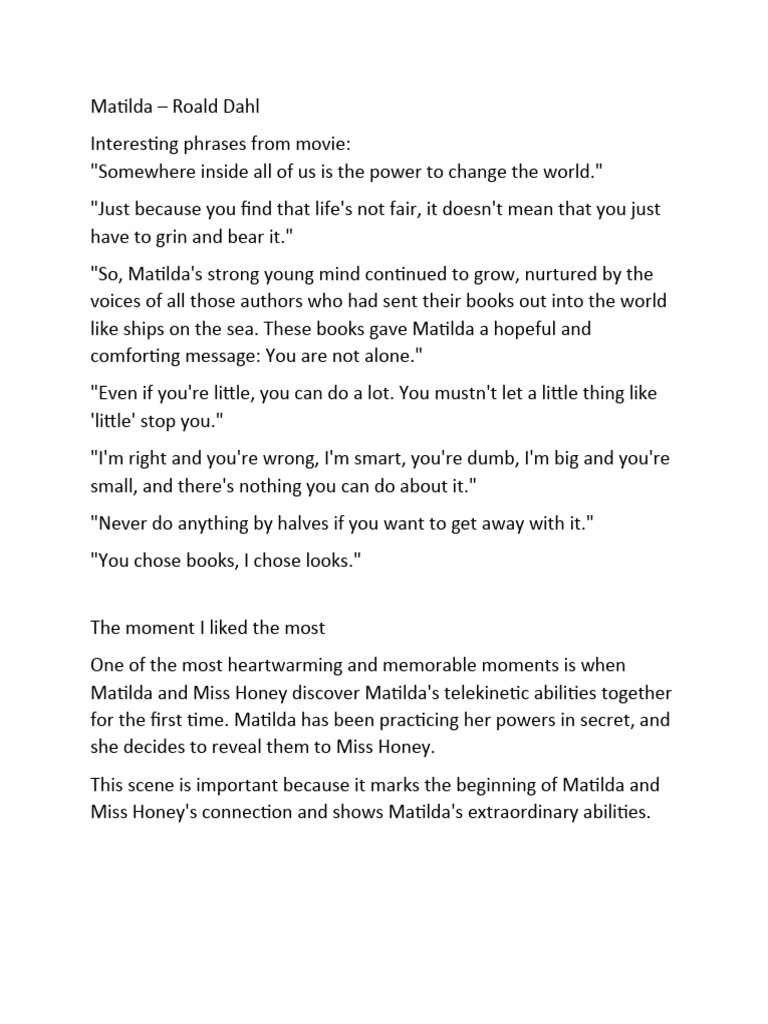 Matilda - Roald Dahl | PDF