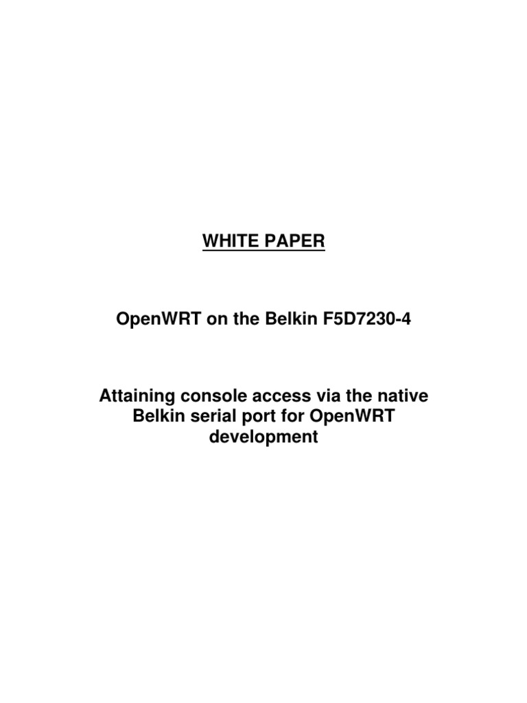 OpenWRT On The Belkin F5D7230-4 - Serial Console | PDF | Command Line Interface | Booting