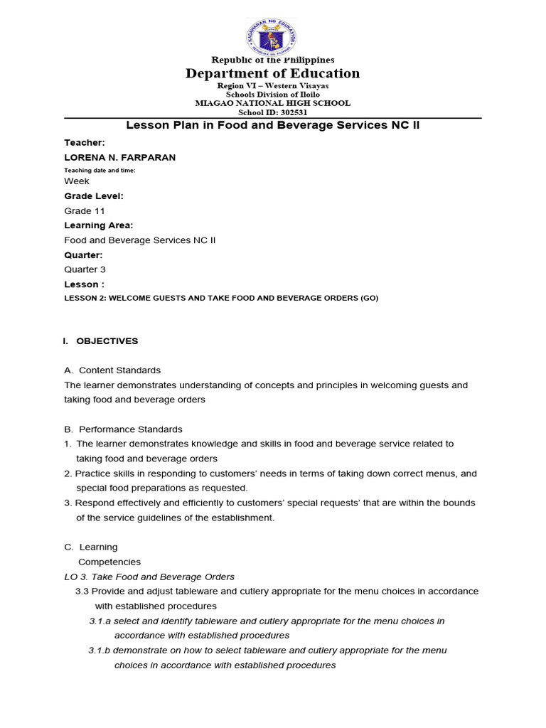 3rd QTR FBS | PDF | Tableware | Cooking
