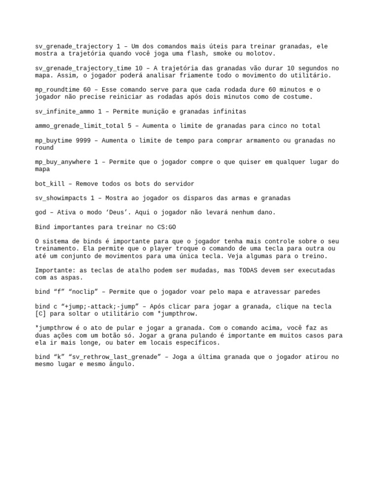 Comandos e Binds para Treino no CS:GO | PDF