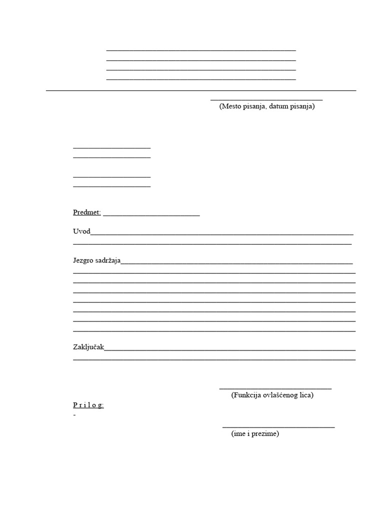 Šema Poslovnog Pisma U Običnoj Blok-Formi | PDF