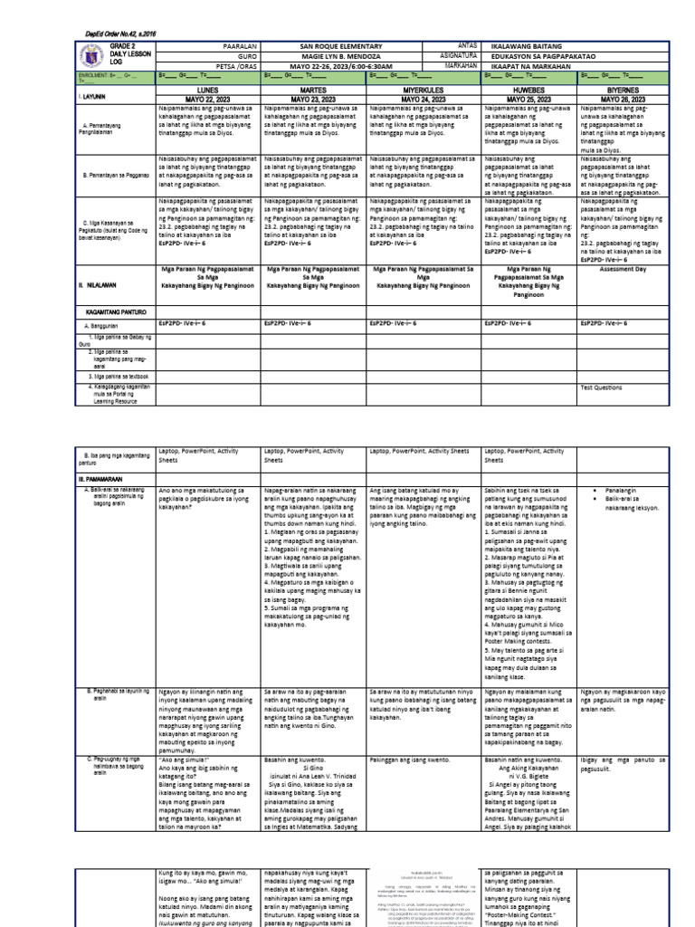 DLL Esp2 Q4 W4 | PDF