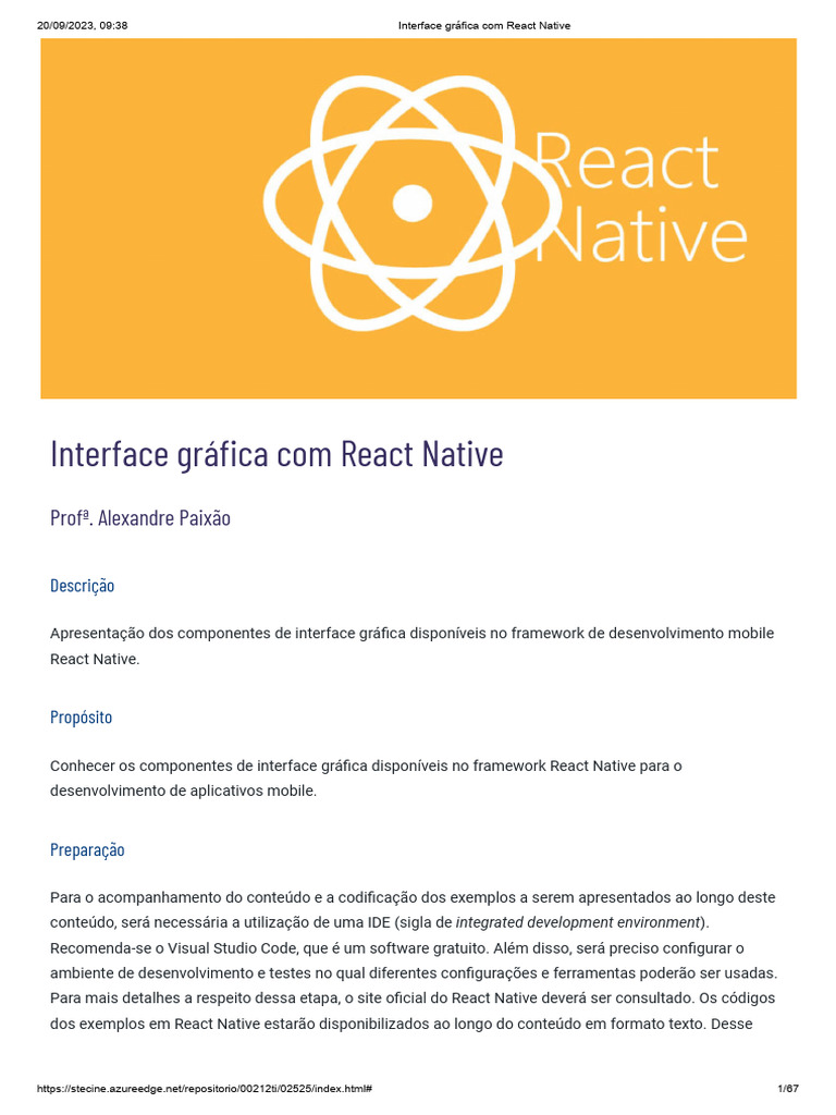 Interface Gráfica Com React Native | PDF | Android (sistema operacional ... Interface Gráfica Com React Native | PDF | Android (sistema operacional ...
