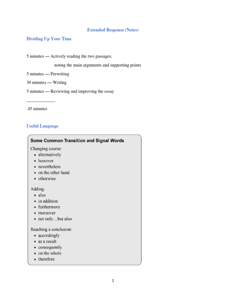 Extended Response (Notes) | Download Free PDF | Argument | Reason