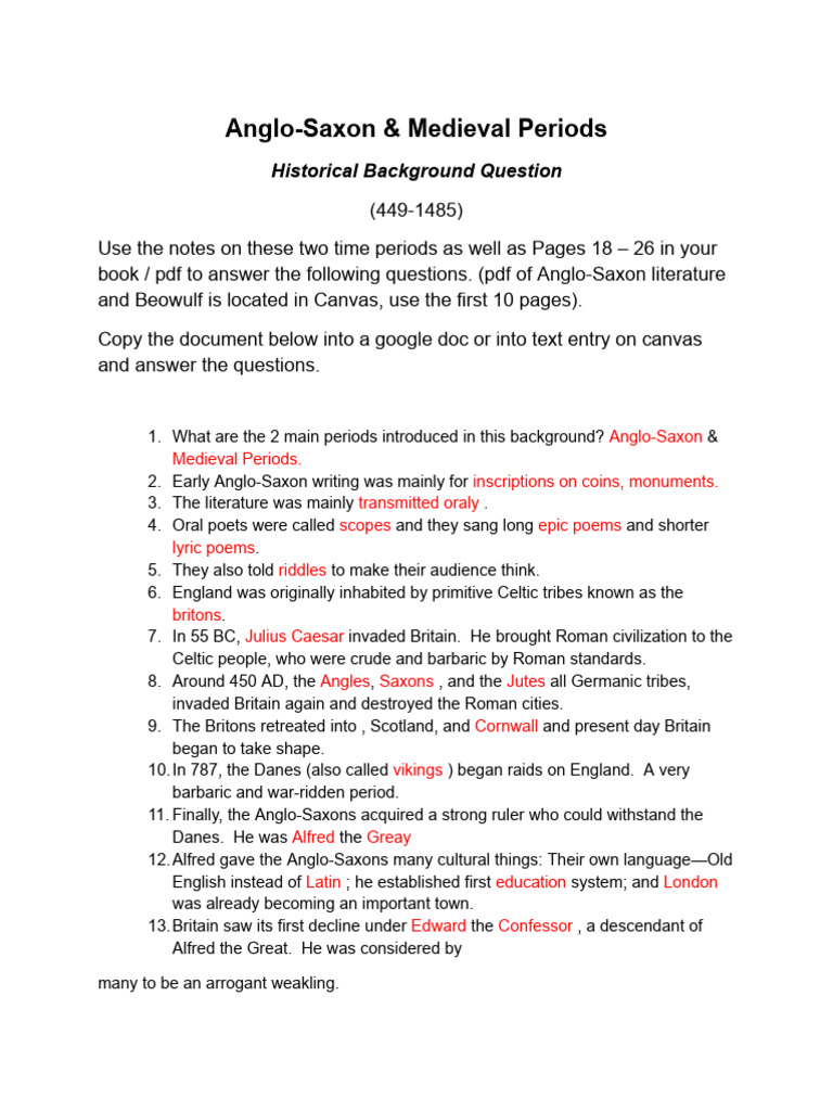 Anglo-Saxon & Medieval Periods | PDF | Anglo Saxons | Great Britain