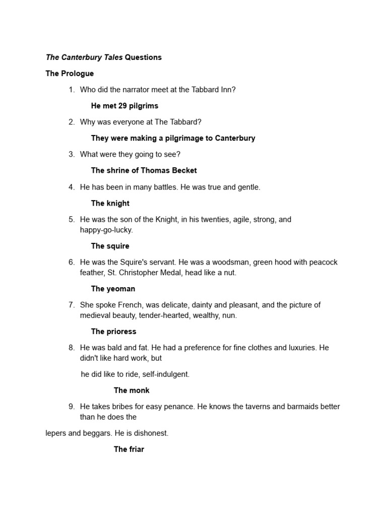 Canterbury Questions | PDF
