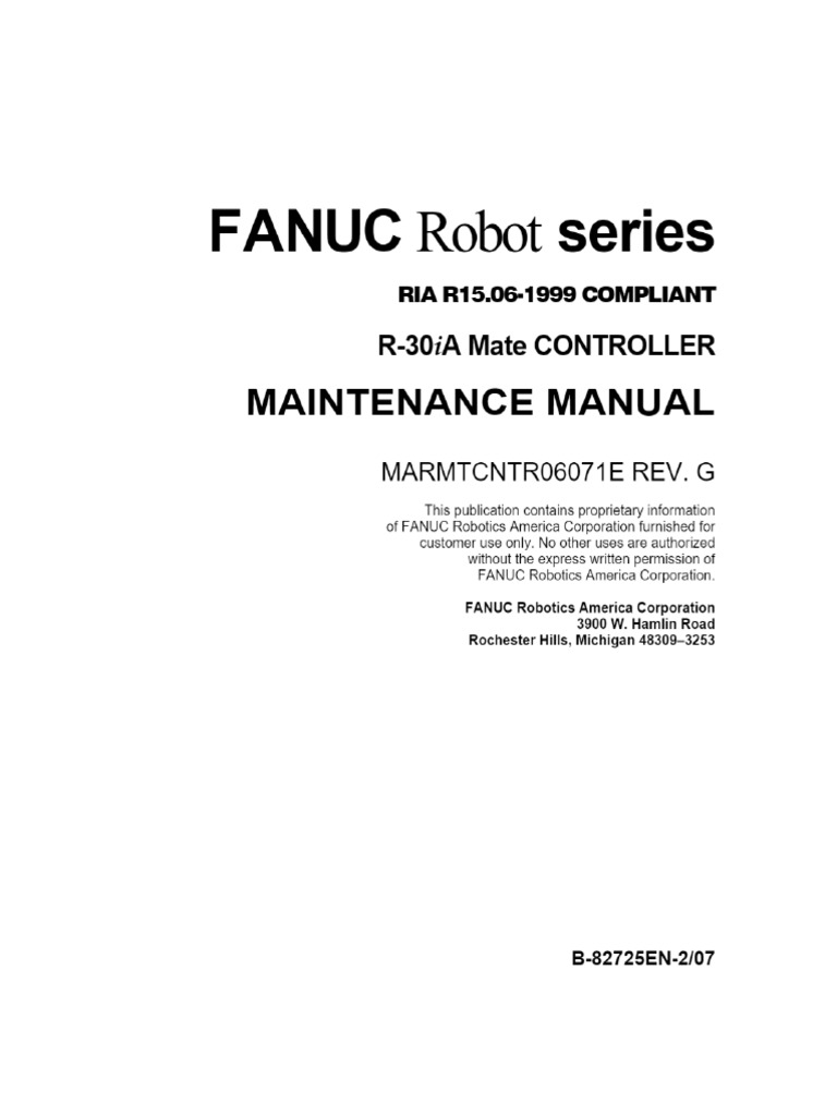 R-30iA Mate Controller Maintenance Manual | PDF