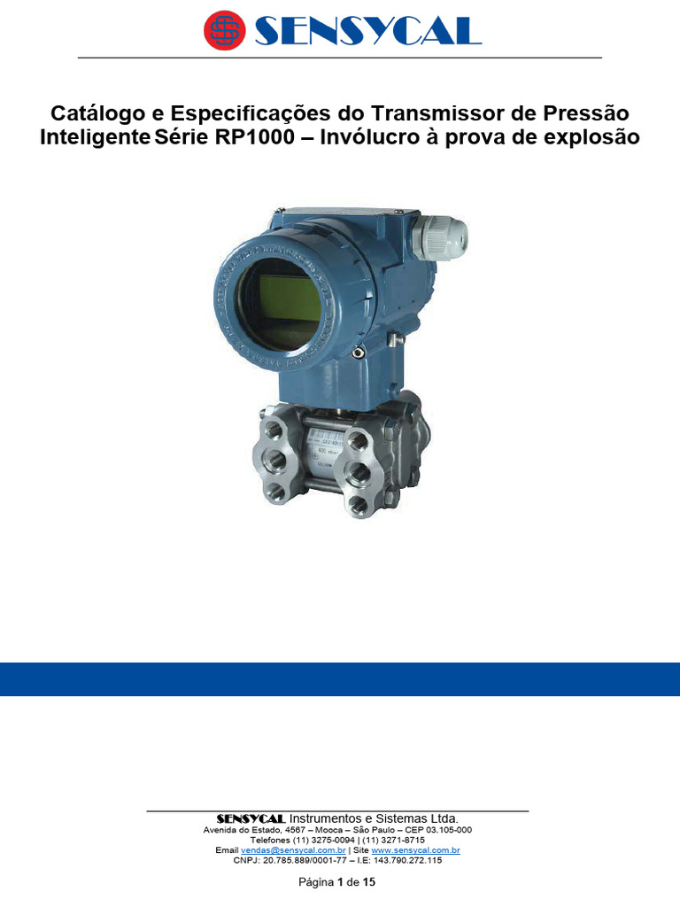 Catálogo e Especificações Série RP1000 1 | PDF | Pressão | Eletrônicos