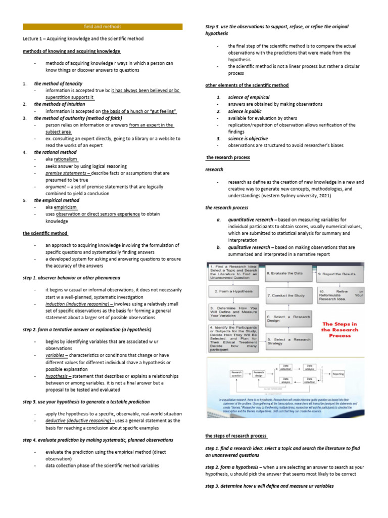 Field and Methods | PDF | Scientific Method | Hypothesis