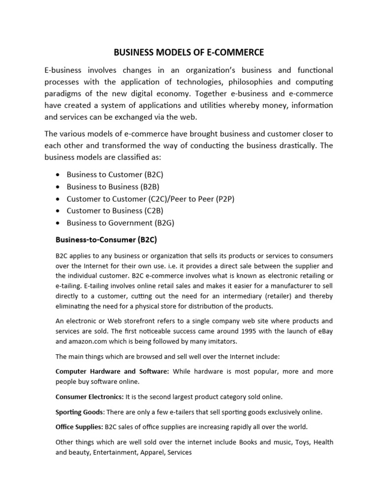 Business Models | PDF | E Commerce | Supply Chain