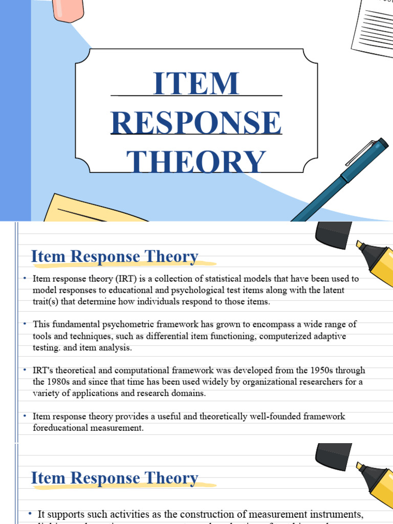 Overview of Item Response Theory | PDF | Scientific Method | Applied ...