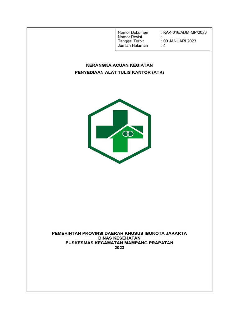 KAK Penyediaan Alat Tulis Kantor (ATK) | PDF