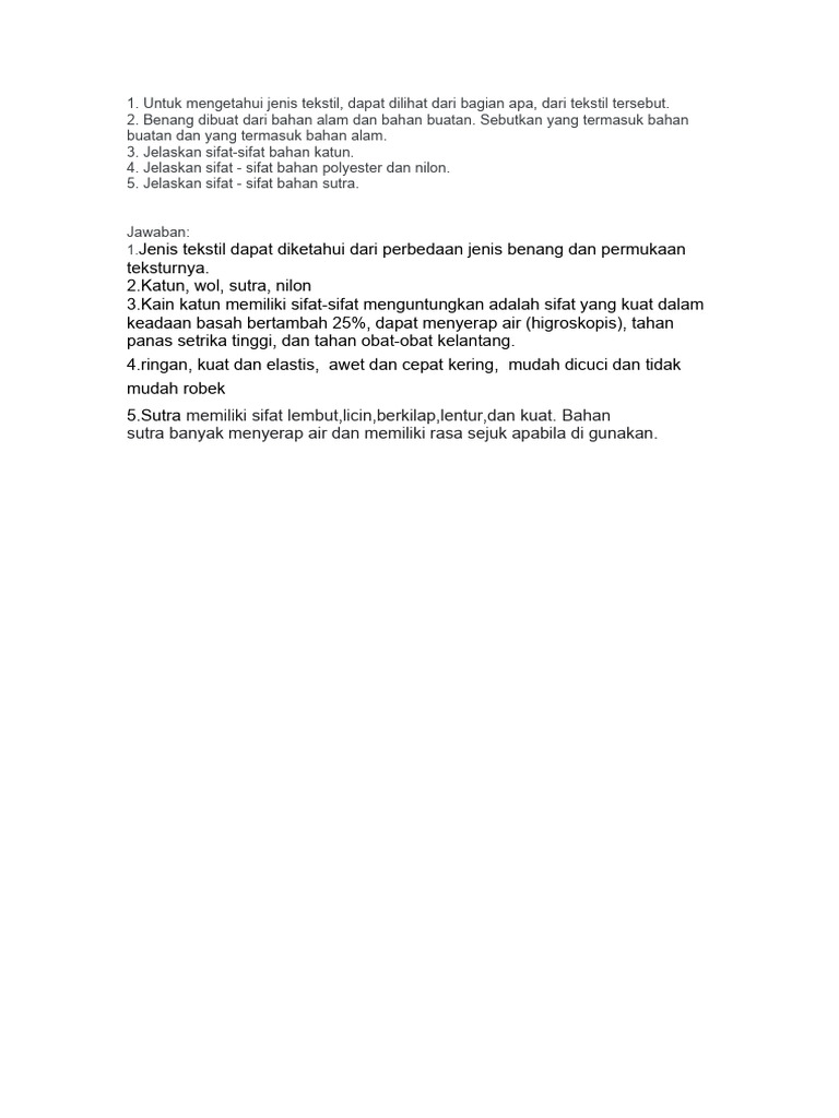 Untuk Mengetahui Jenis Tekstil | PDF