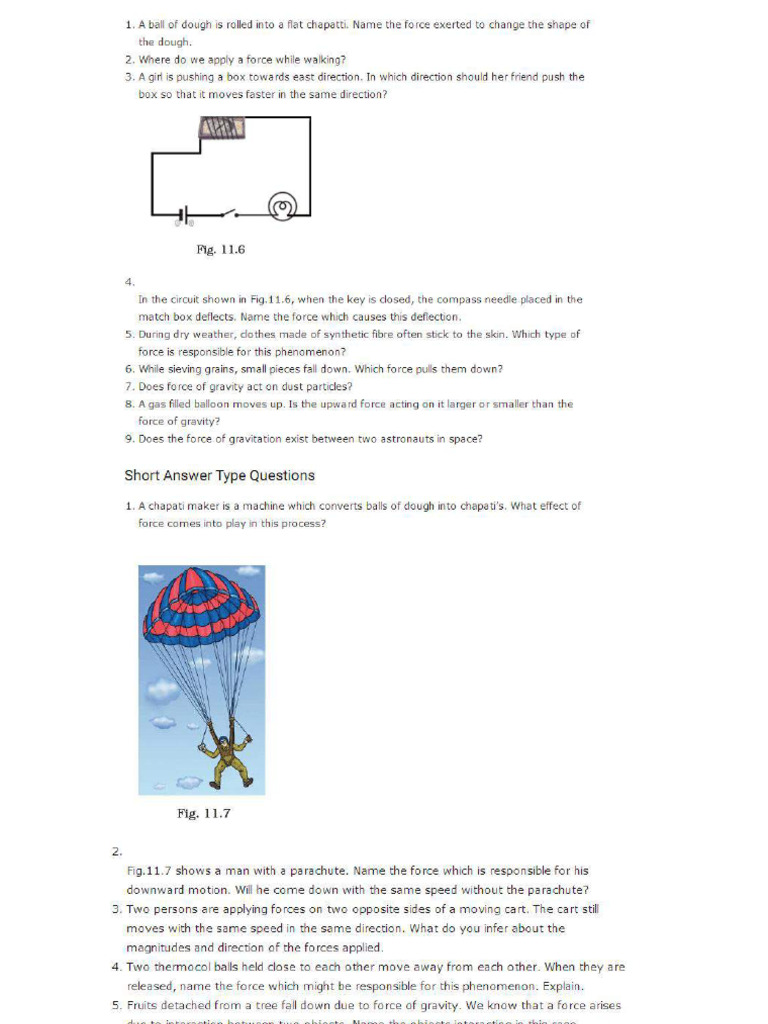 Important Questions For Class 8 Science Chapter 11 Force and Pressure | PDF