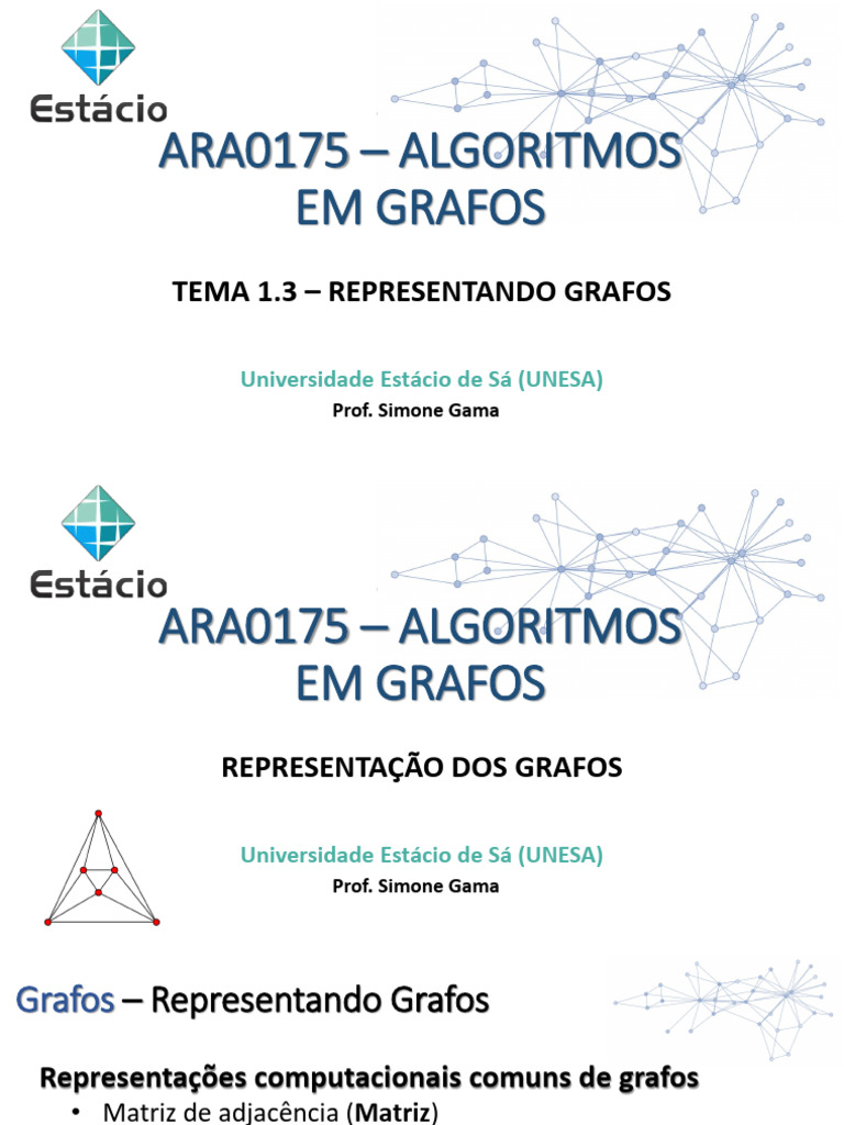 Tema 1.3 - Ara0175 - Representa o de Grafos | PDF | Teoria dos Gráficos ...