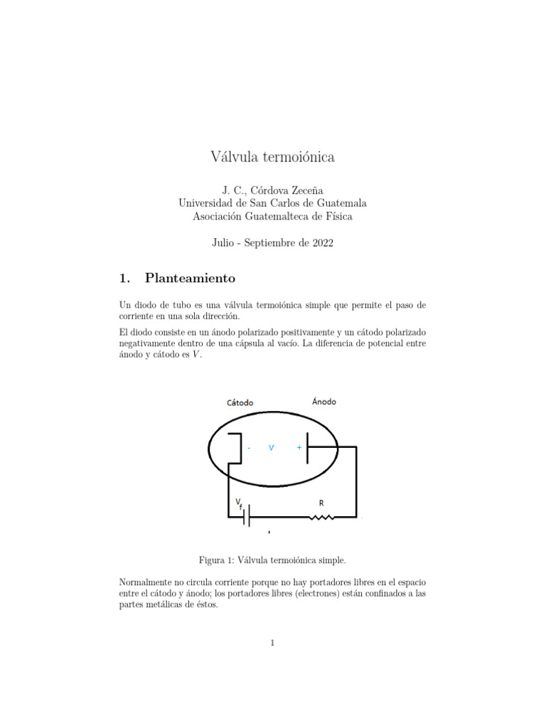 Física de Válvulas Termoiónicas | PDF | Tubo vacío | Diodo