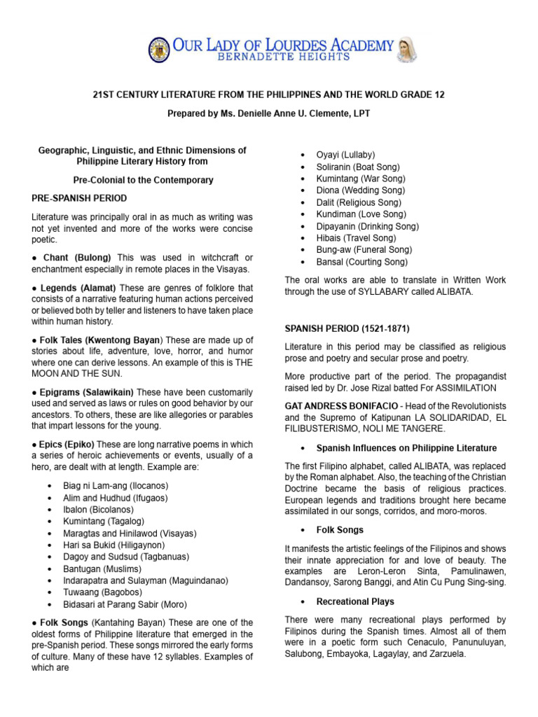 First Topic (Literary Periods) | PDF | Philippines