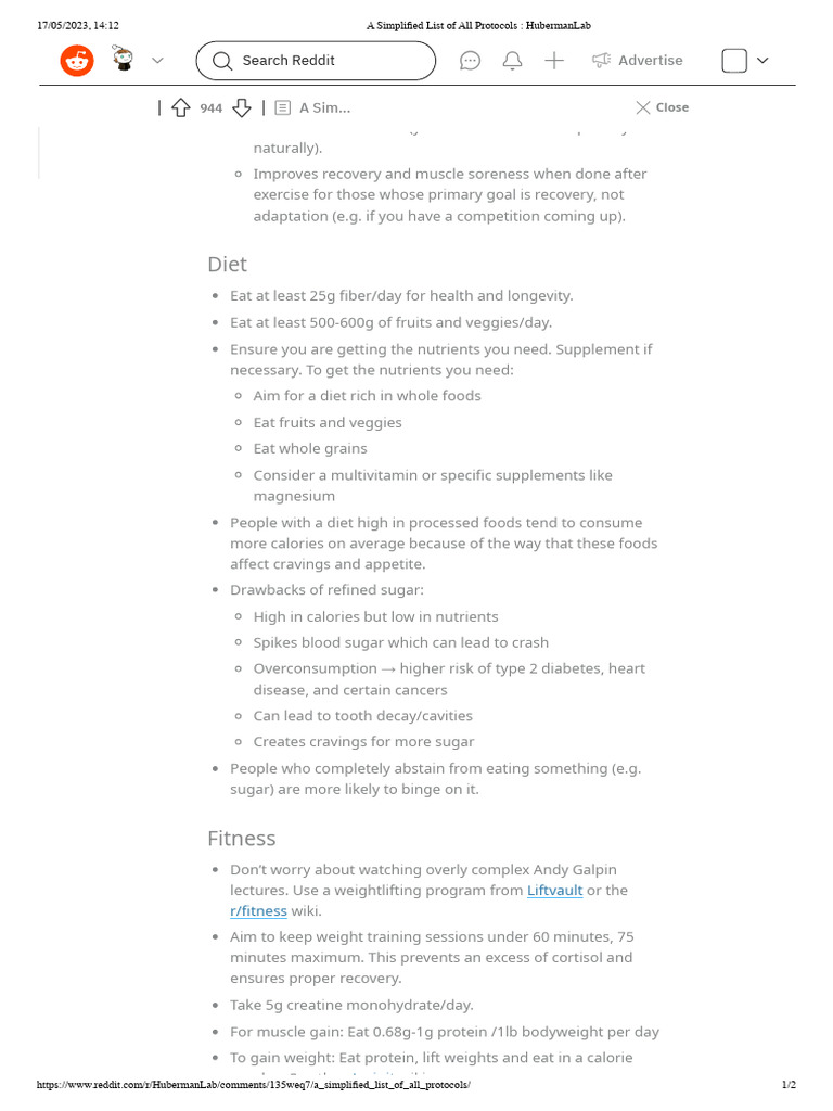 A Simplified List of All Protocols - HubermanLab | PDF | Dieting ...