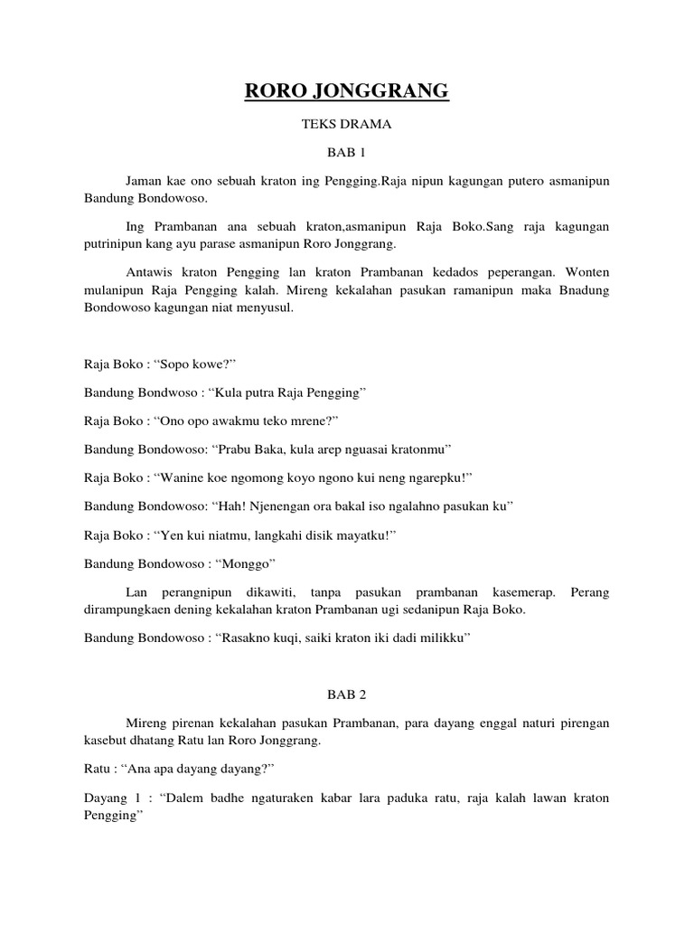 Drama Roro Jonggrang | PDF