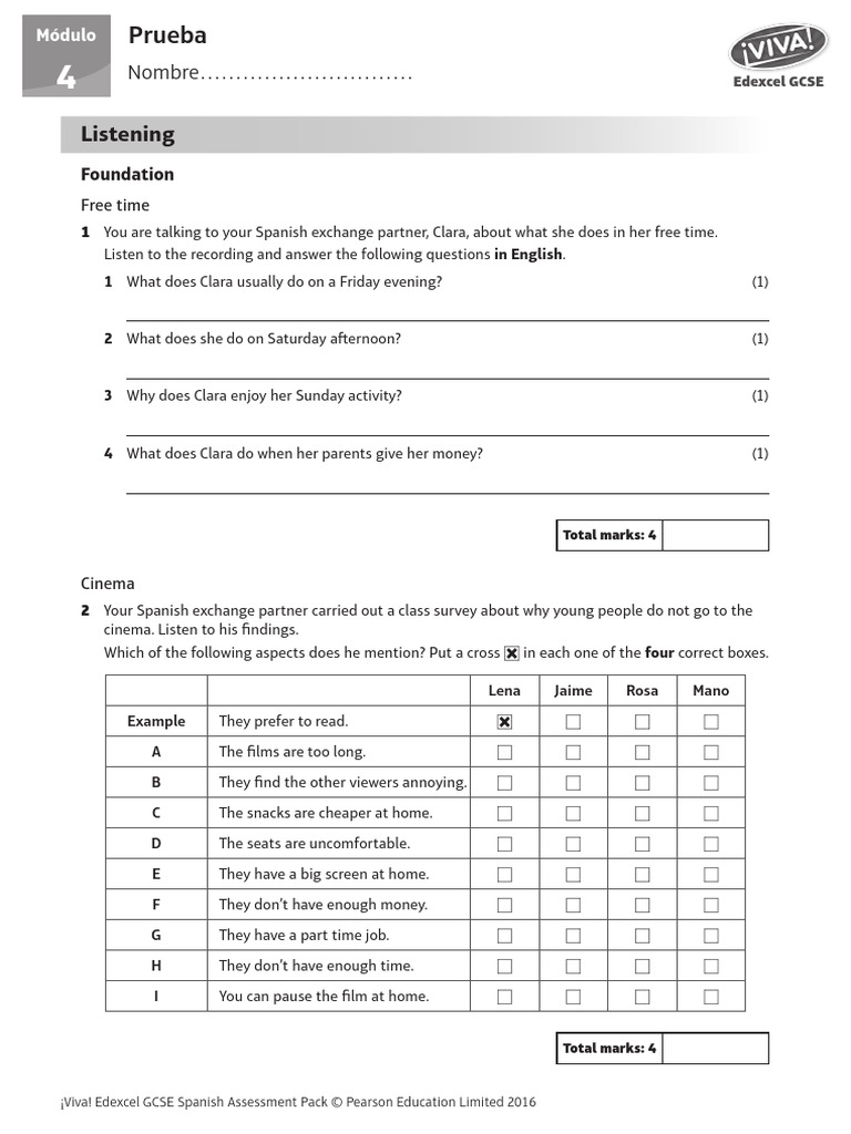 Viva Edexcel Gcse Ap m4 Listening | PDF