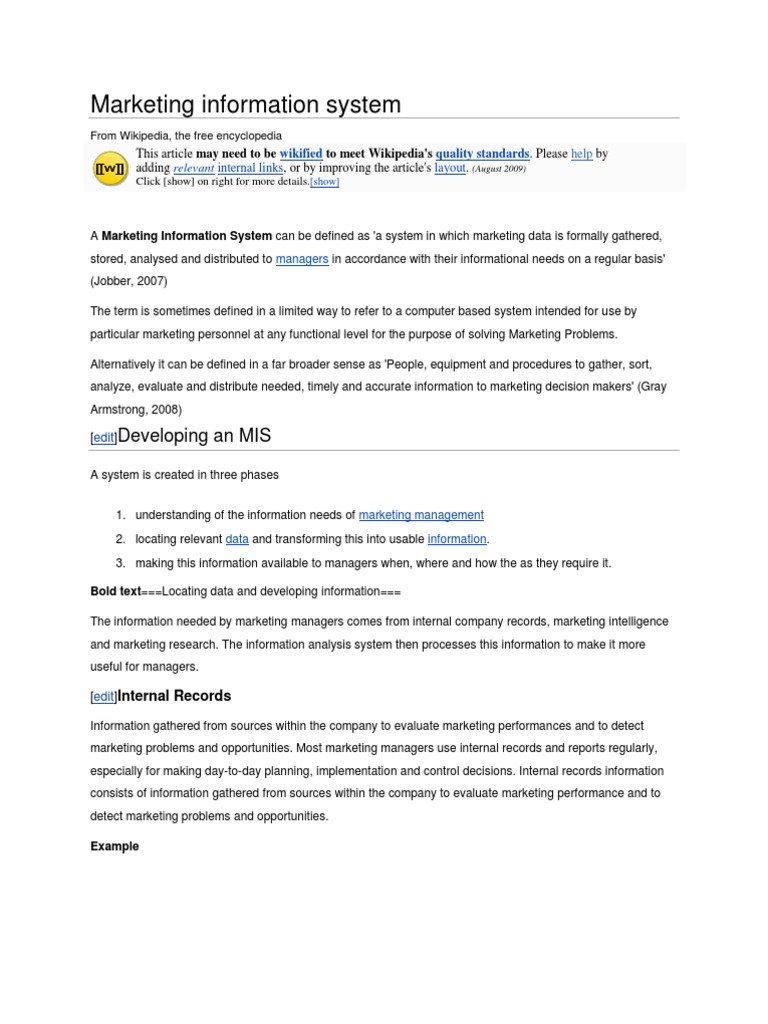 Marketing Information System | PDF | Marketing | Market (Economics)