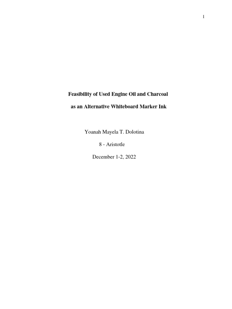 Feasibility of Used Engine Oil and Charcoal As An Alternative ...