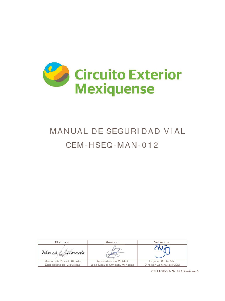 Manual de Seguridad Vial CEM | PDF | La carretera | Peatonal