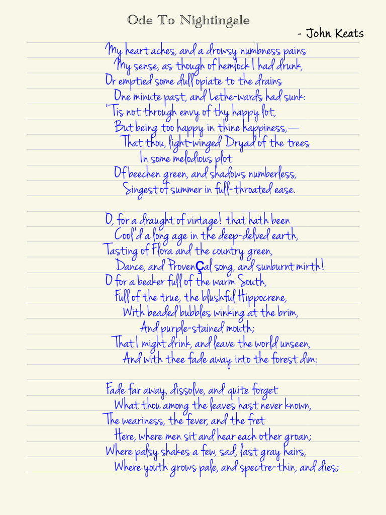 Ode To Nightingale Analysis of Poem | PDF | Poetry | Poetics
