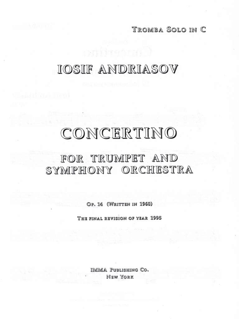 Iosif Andriasov - Trumpet Concertino, Op. 14 With Piano (Trumpet Part ...