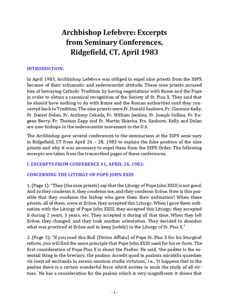 Arch. Lefebvre - 1983 Conf. 1-4 Excerpts (8.5x11) - April - 1983 | PDF ...