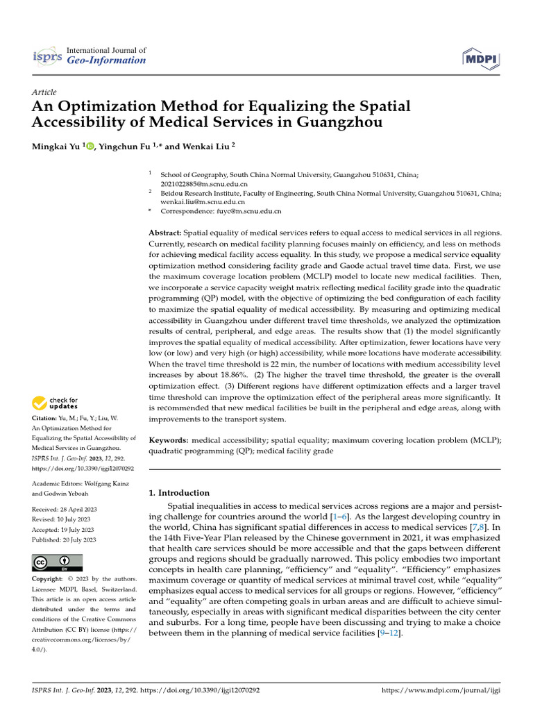 An Optimization Method For Equ | PDF | Mathematical Optimization | Health Care