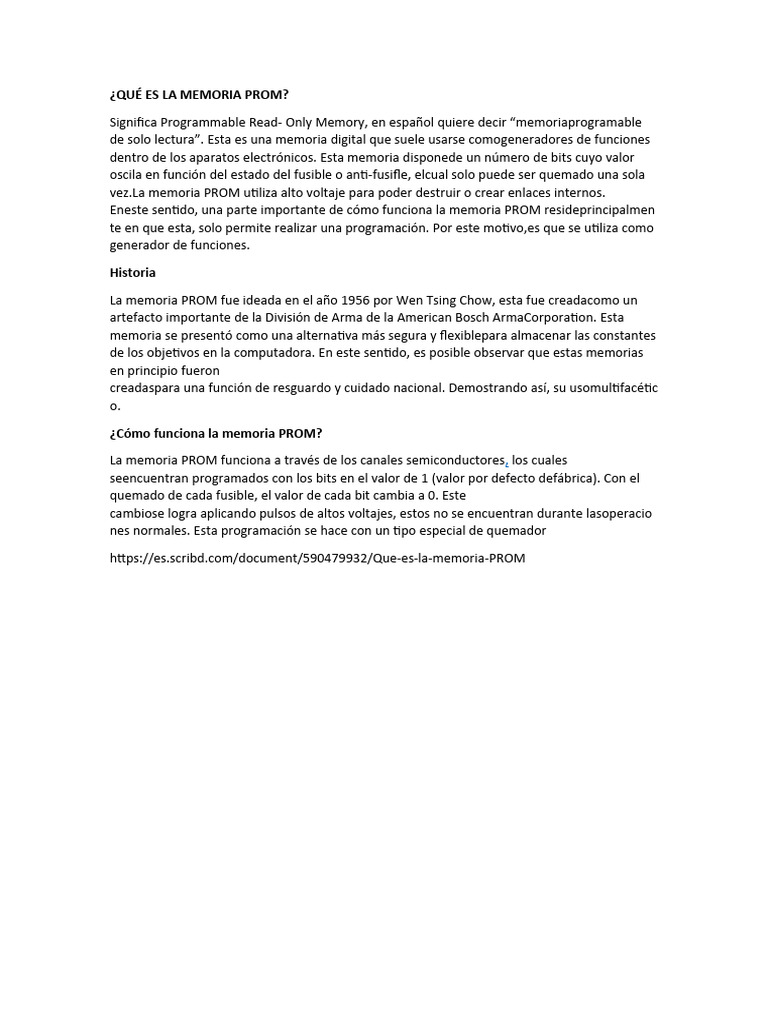 Qué Es La Memoria Prom | PDF