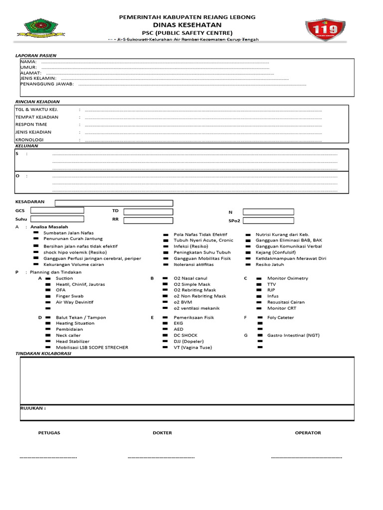 Form Pasien PSC | PDF