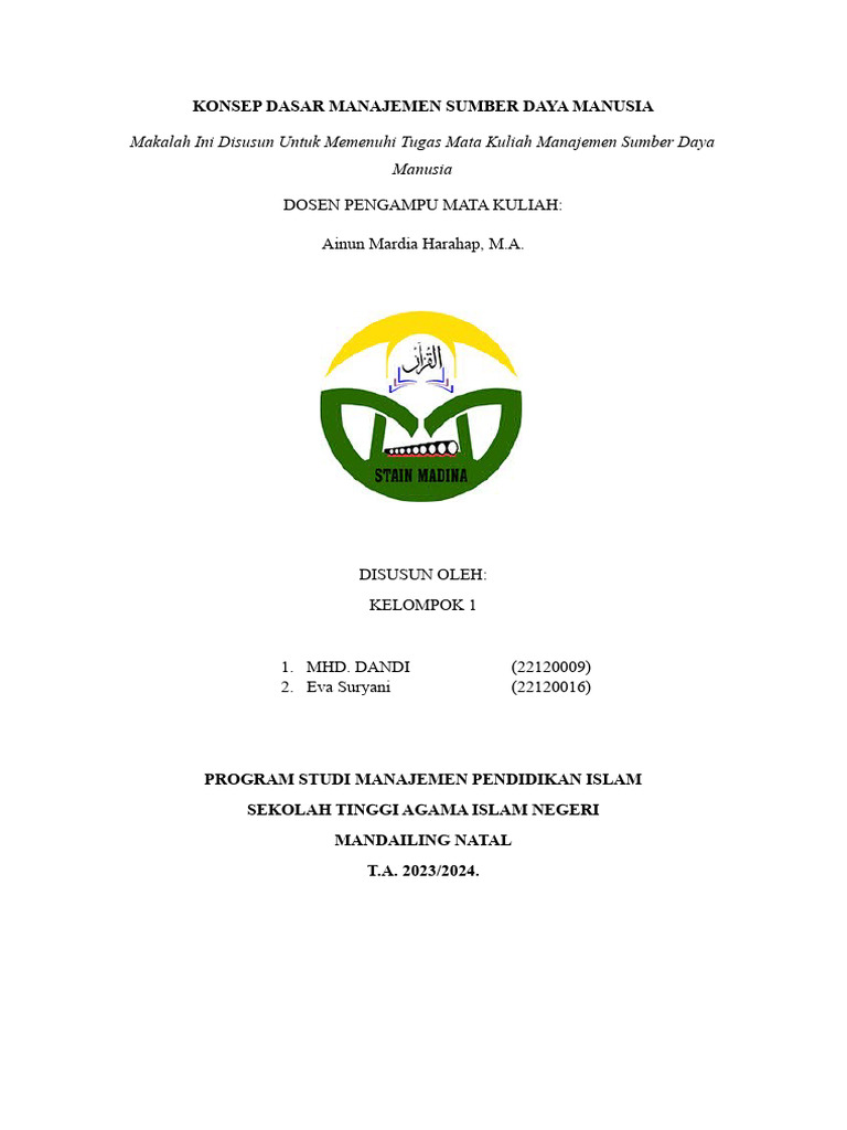 MANAJEMEN SDM, Kel. 1 | PDF