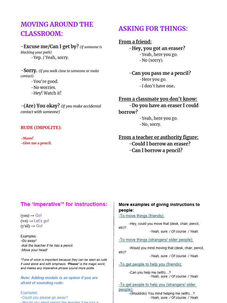 Classroom Functional Language | PDF