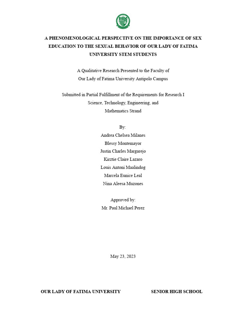 Sex Edu Pdf Sex Education Adolescence