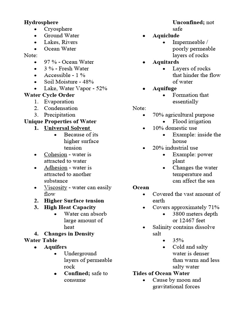 Hydrosphere | PDF | Water | Aquifer