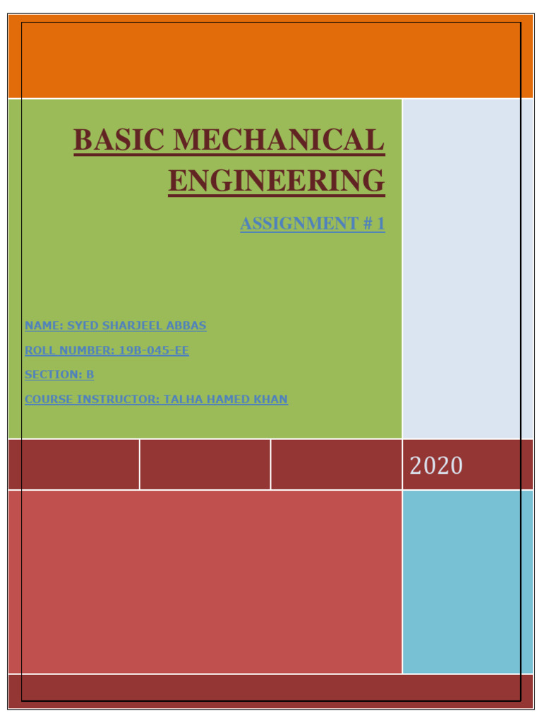 Basic Mechanical Engineering Assignment 1 | PDF | Technology & Engineering