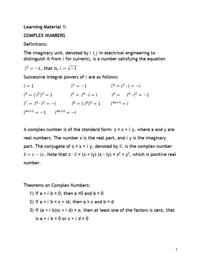 Understanding Complex Numbers and Operations | PDF | Complex Number | Algebra