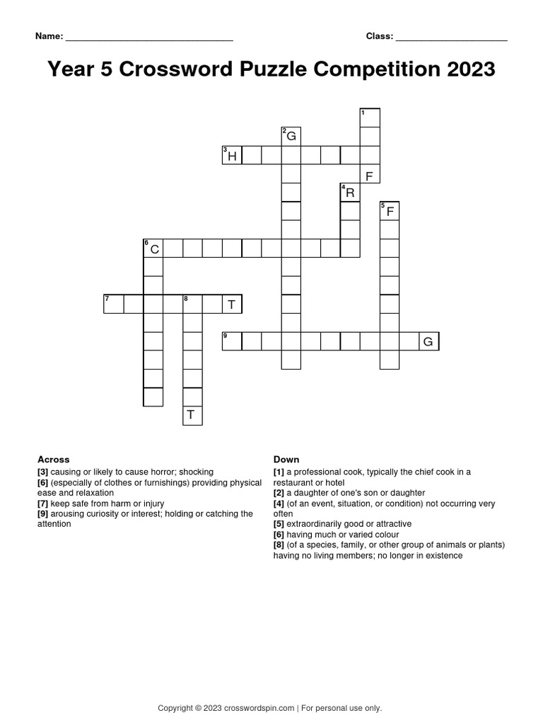 Year 5 Word Puzzle 2023 | PDF | Games Of Mental Skill | Puzzles