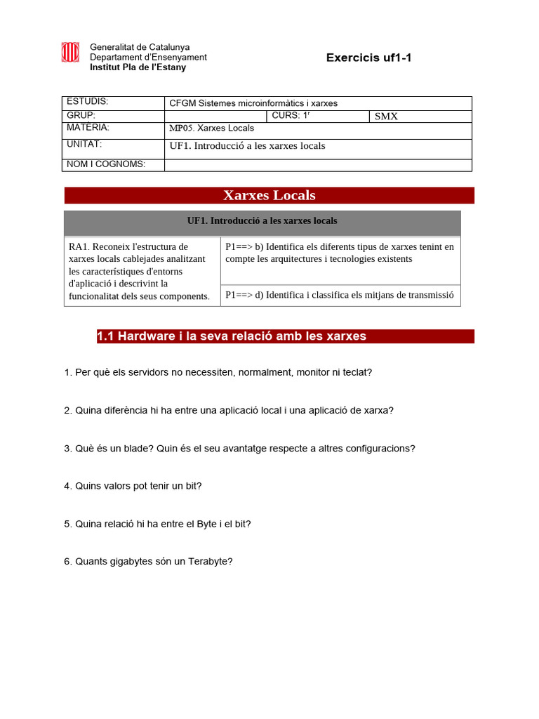 Exercicis Uf1 1 | PDF