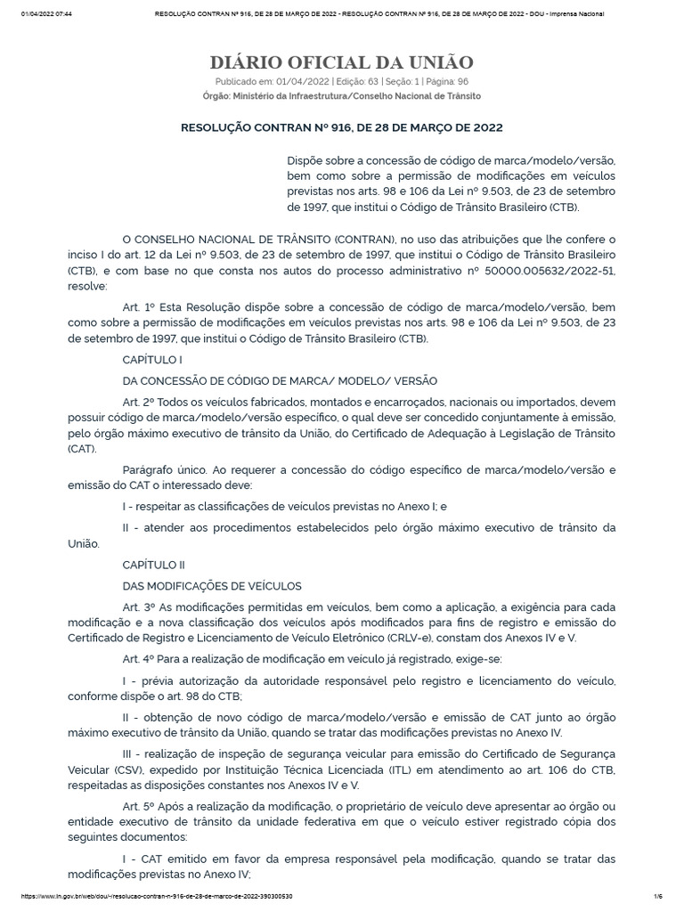 Resolução CONTRAN - 916 - 2022 | PDF | Pneu | Eixo