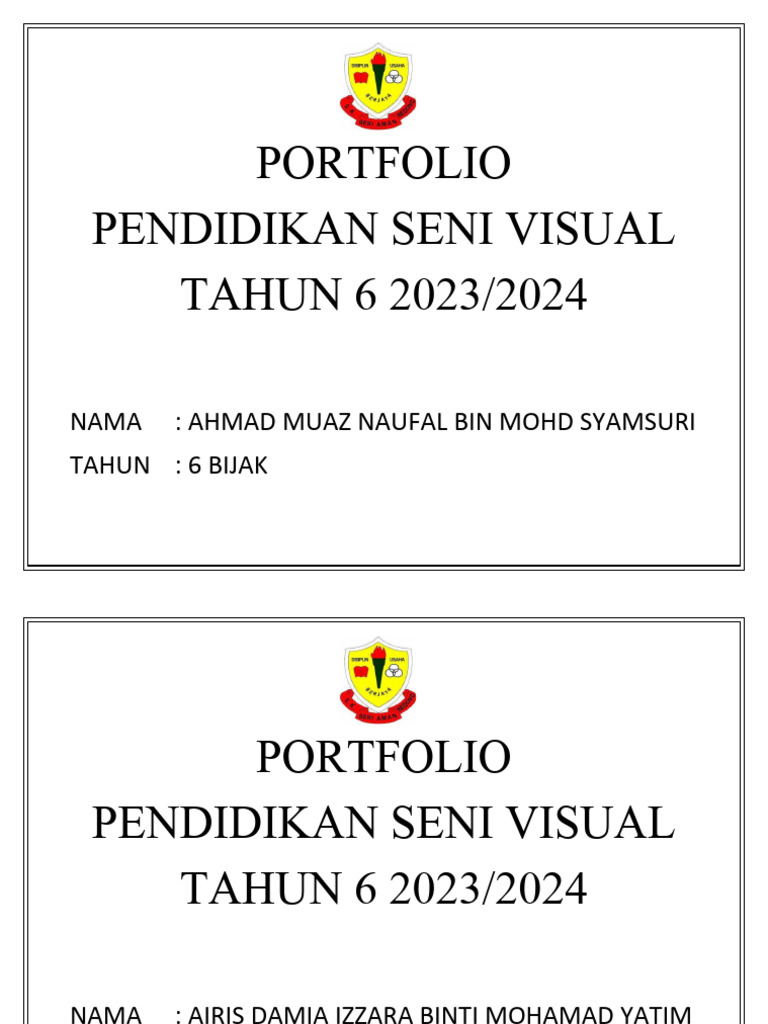 Portfolio Seni Visual Tahun 6 | PDF | Olahraga & Rekreasi | Ilmu Sosial